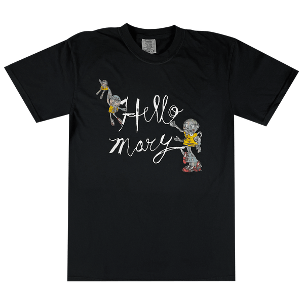 Hello Mary - Cursive Black T-Shirt – Hello Merch